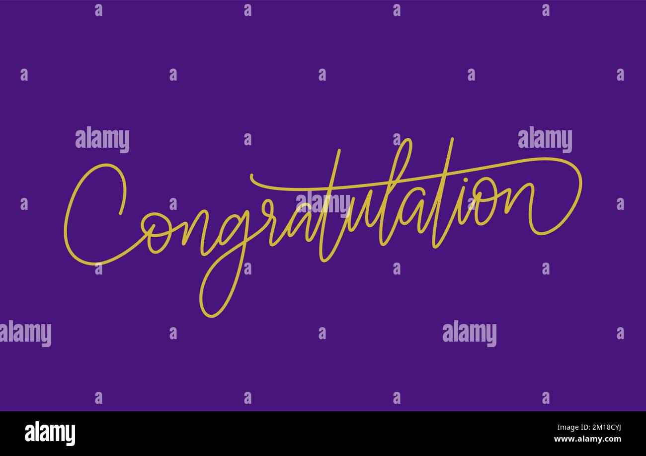 congratulation word lettering design in continuous line drawing vector ...