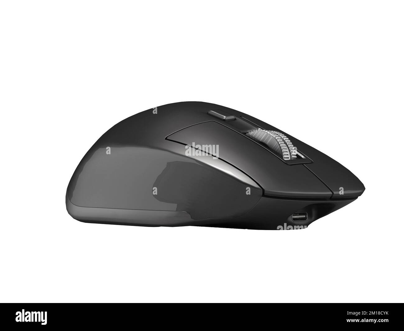 3d illustration of black wireless laptop mouse on white background no ...