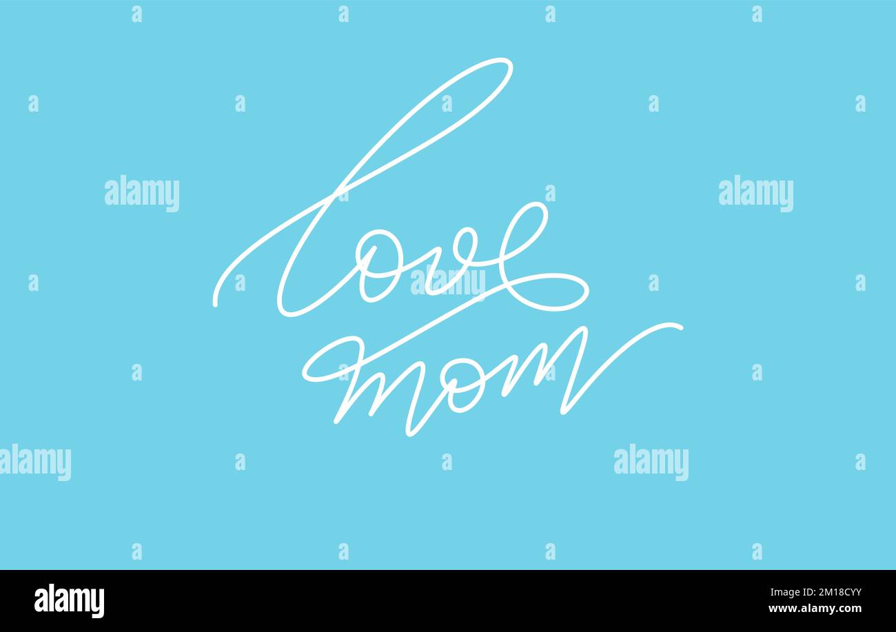 love mom word lettering design in continuous line drawing vector Stock ...