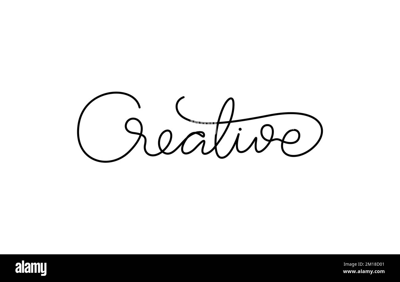 creative word lettering design in continuous line drawing vector Stock ...