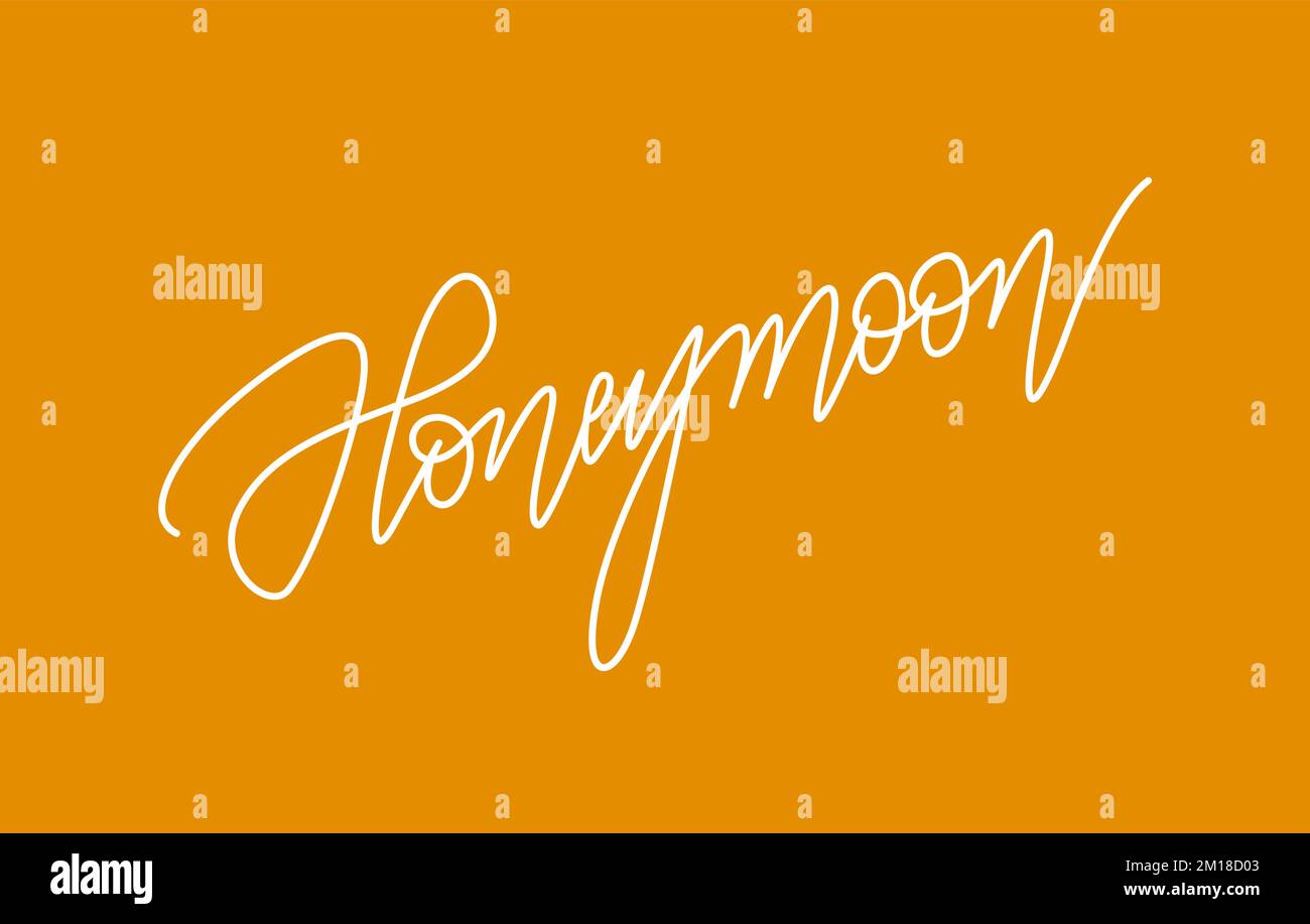 honeymoon word lettering design in continuous line drawing vector Stock ...