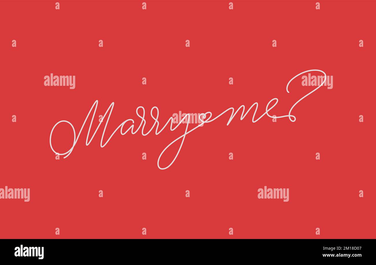 marry me word lettering design in continuous line drawing vector Stock ...