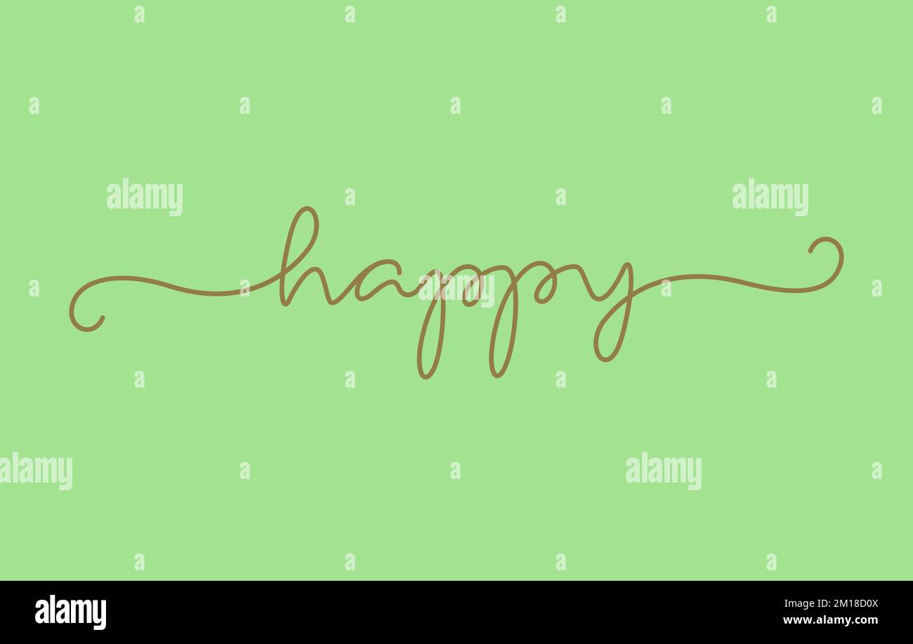 happy text lettering design in continuous line drawing vector Stock ...