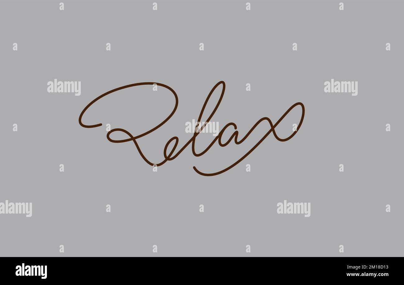 relax word lettering design in continuous line drawing vector Stock ...