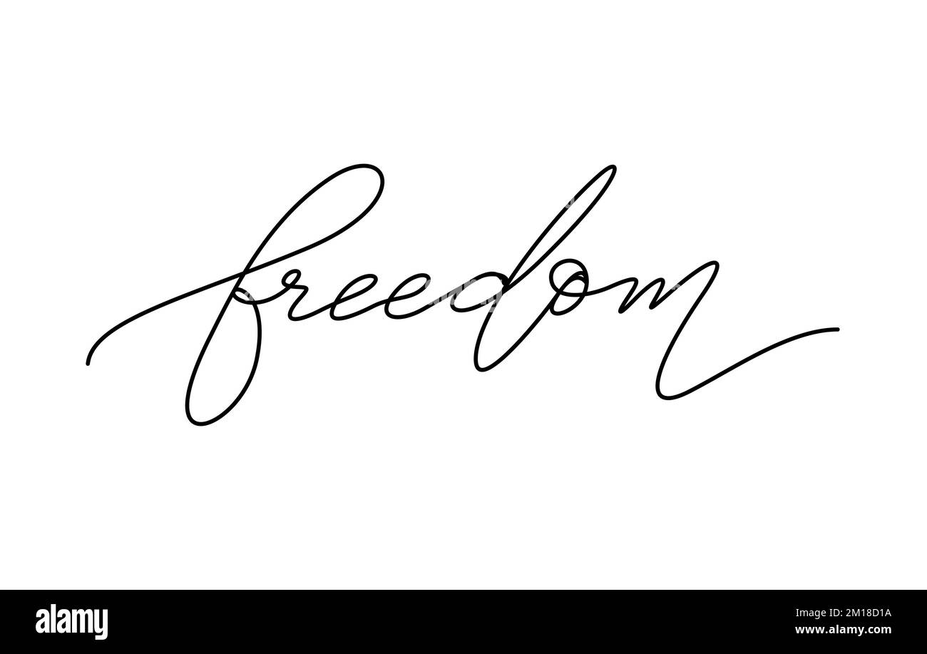freedom word lettering design in continuous line drawing vector Stock ...