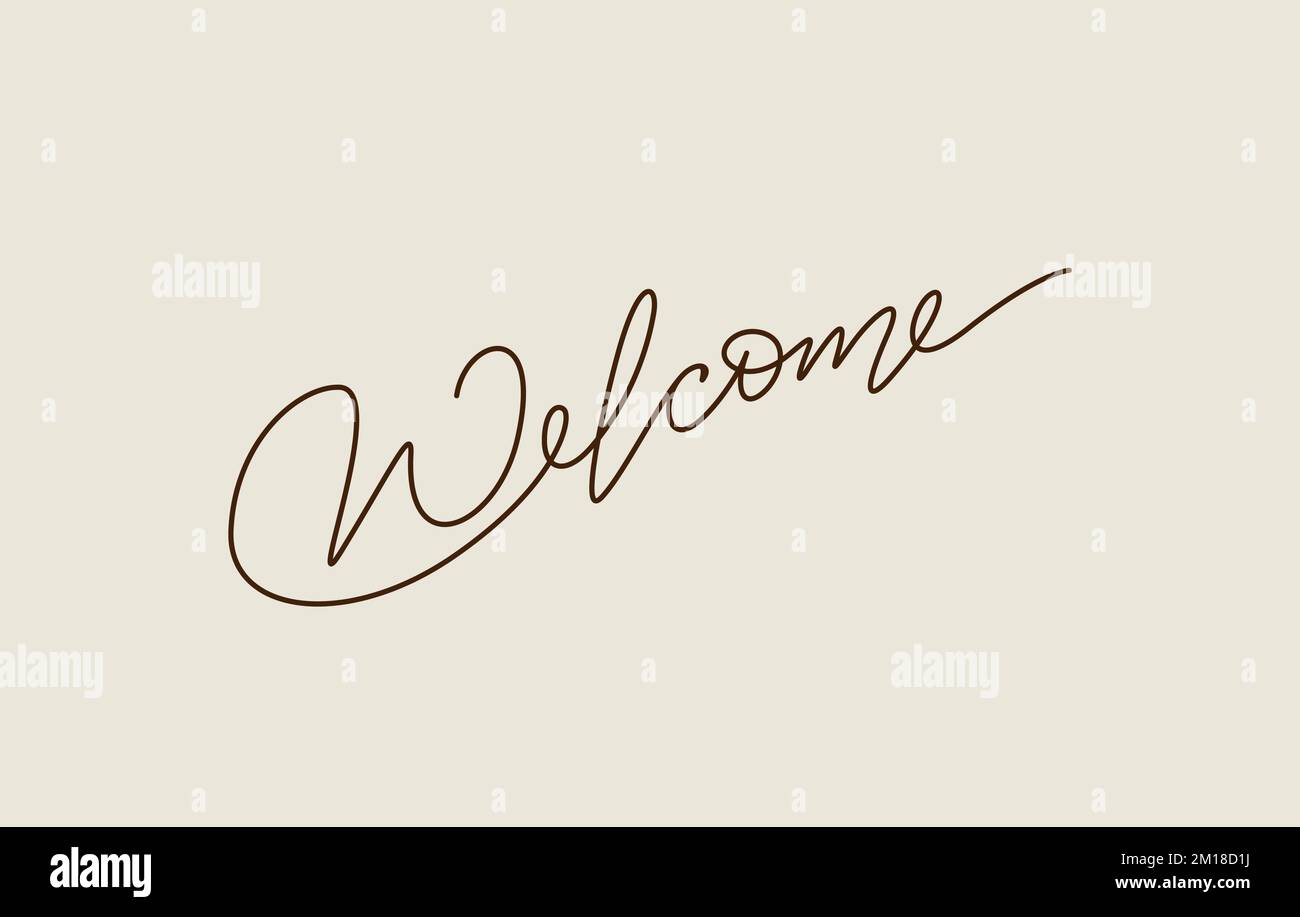 welcome word lettering design in continuous line drawing vector Stock ...