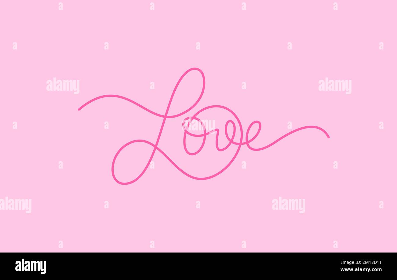 love word lettering design in continuous line drawing vector Stock ...