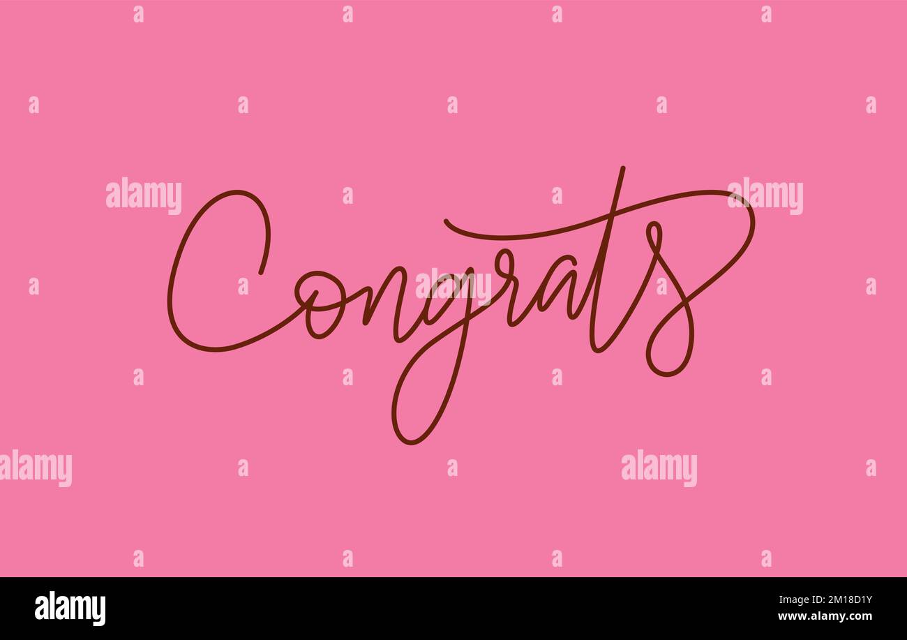 congrats word lettering design in continuous line drawing vector Stock ...