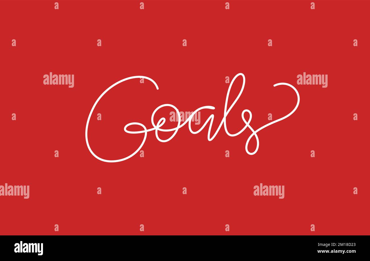 goals word lettering design in continuous line drawing vector Stock ...