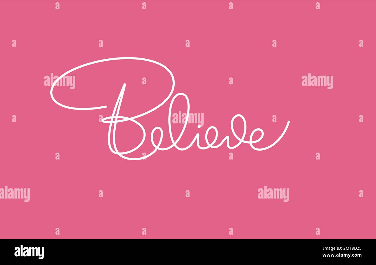 believe word lettering design in continuous line drawing vector Stock ...