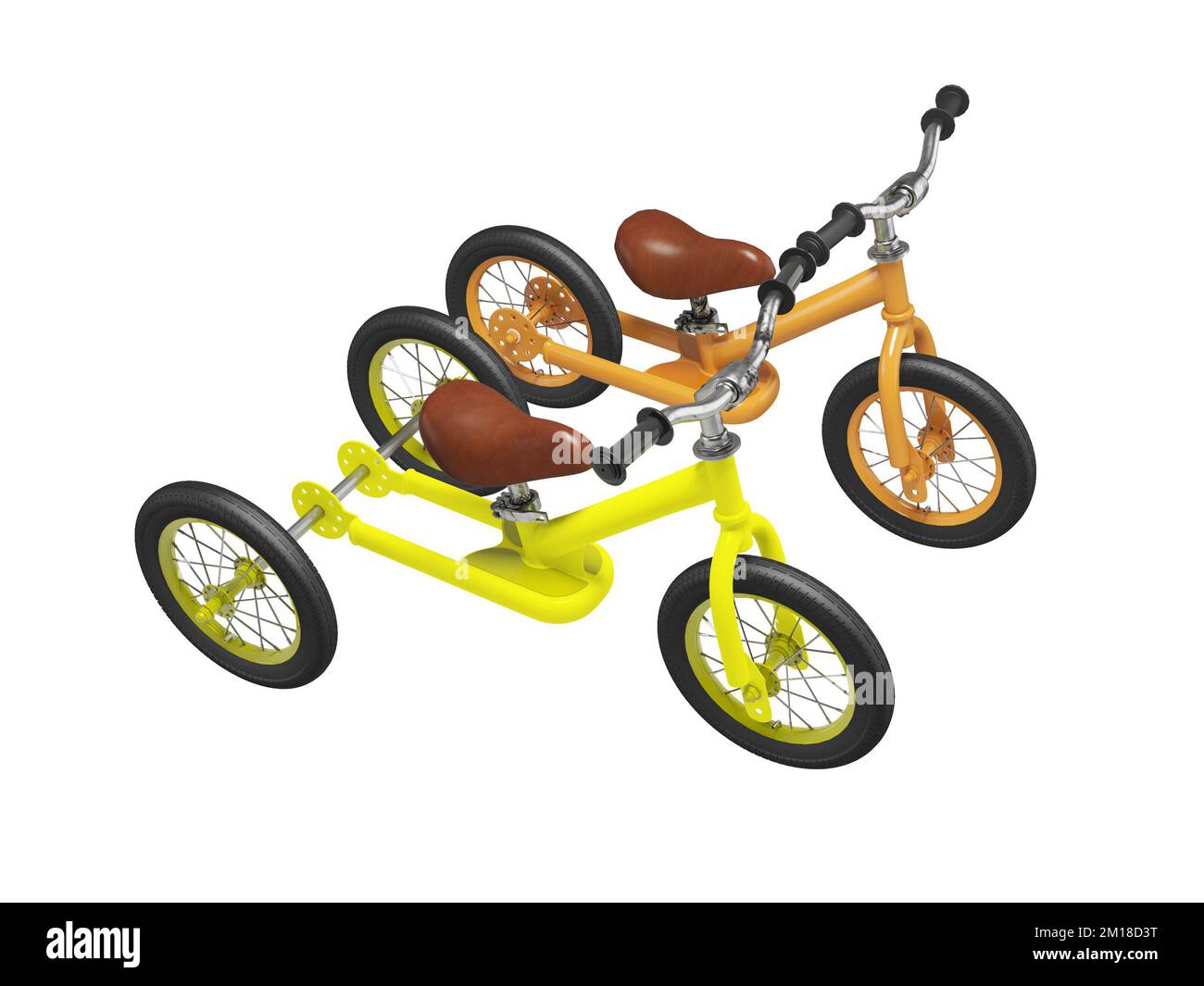 3d illustration of set of bicycling bicycles without pedals on white ...