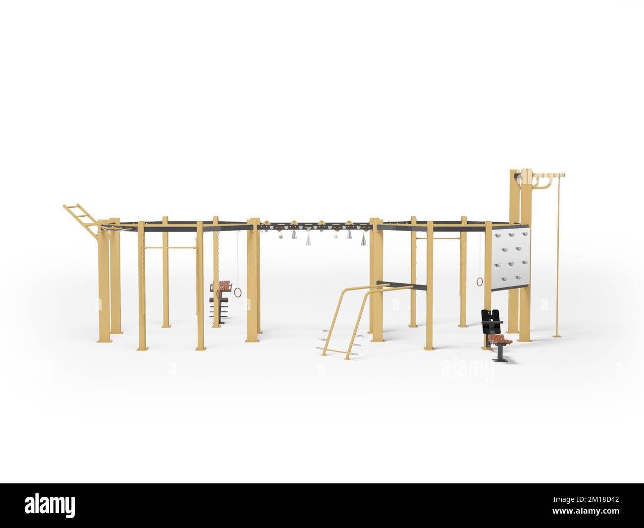 3d illustration of sports wooden track field on white background with ...