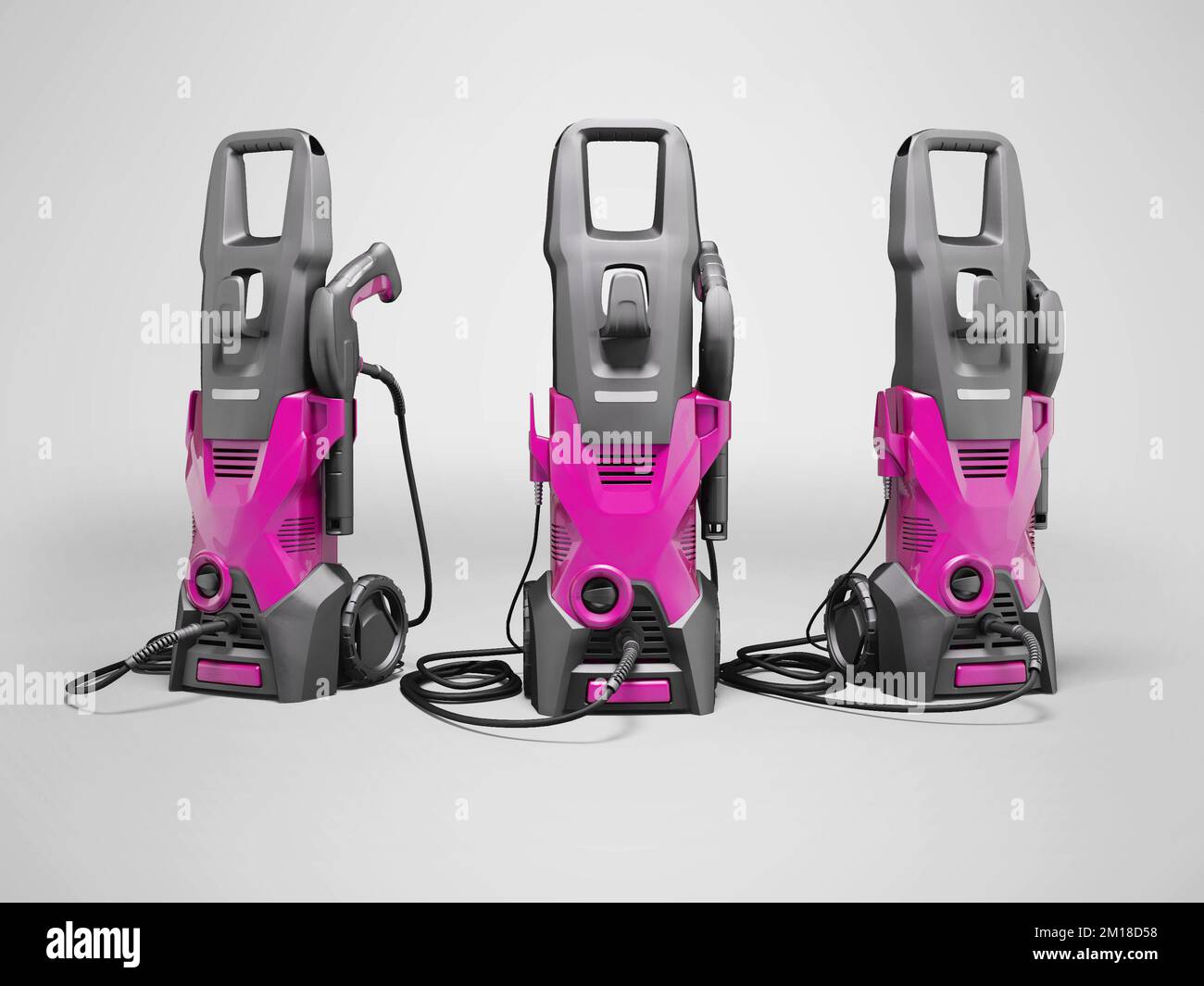 3d illustration pink group electric mini high pressure washer for ...
