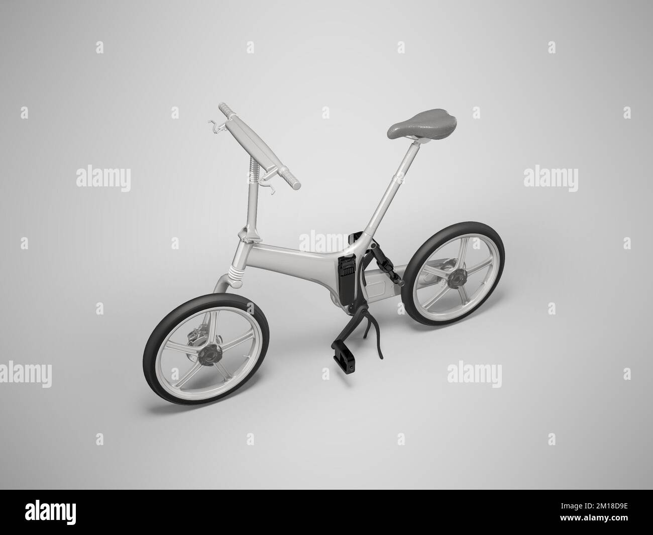 3D illustration of electric bicycle transformer for the city on gray ...