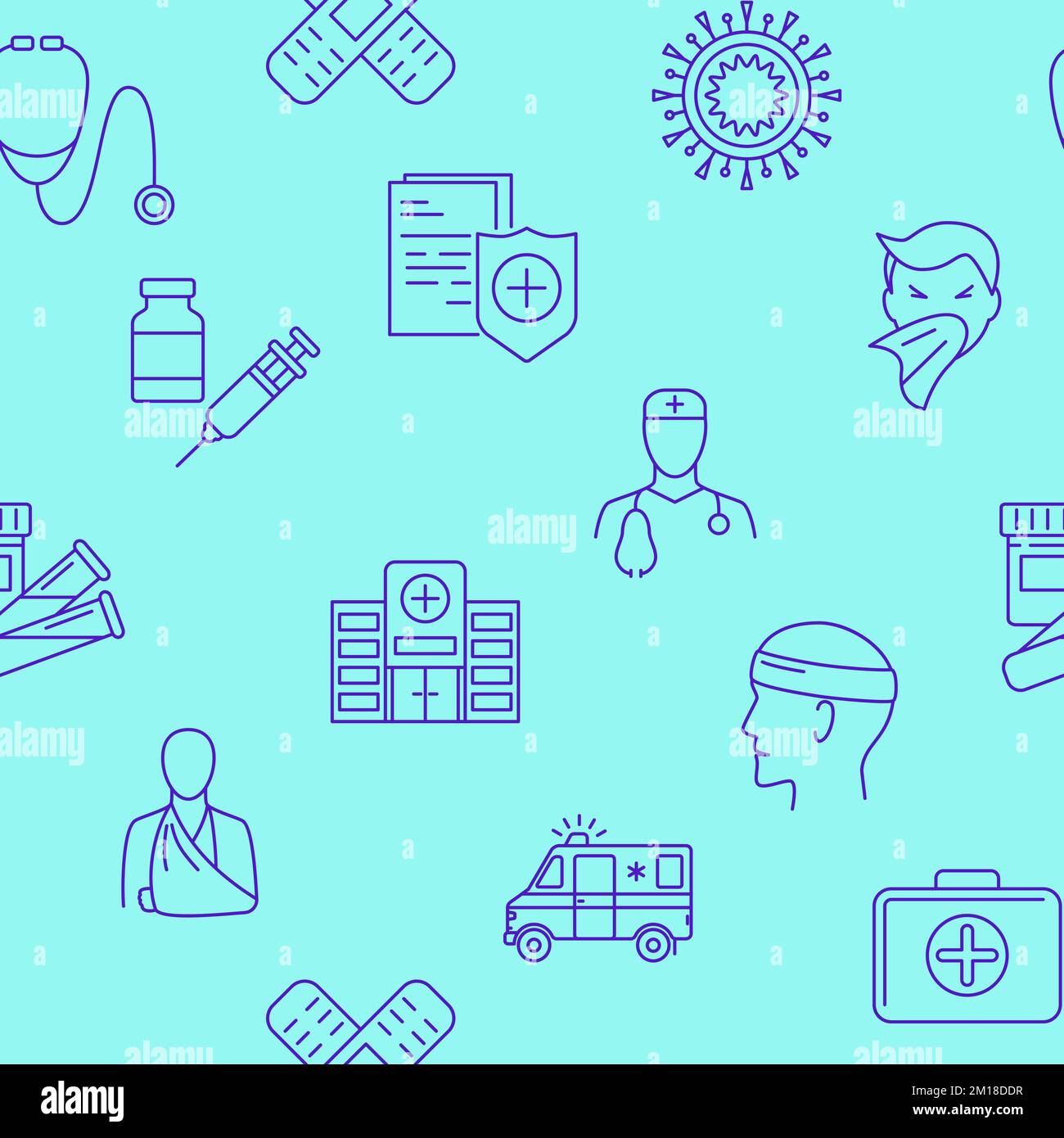Medicine and healthcare seamless pattern in line style. Vector ...