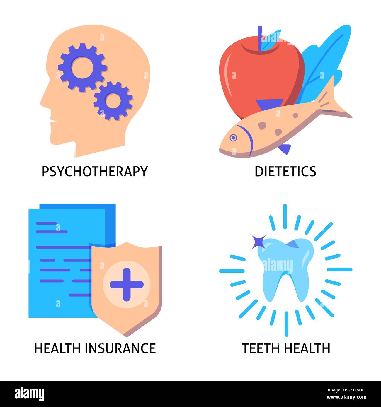 Healthcare and medicine icon set in flat style. Psychotherapy ...