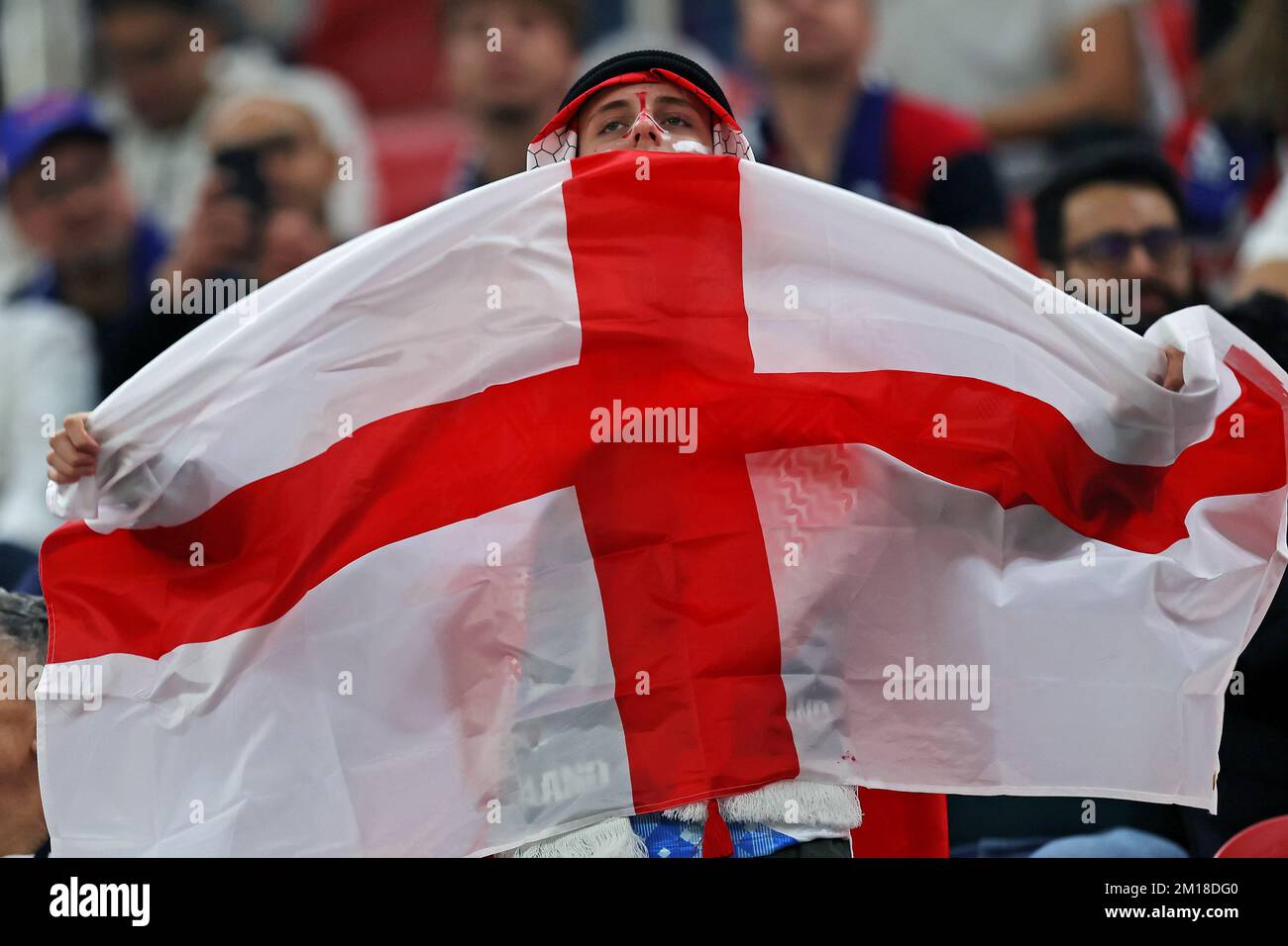 England fan with flag during the FIFA World Cup Qatar 2022 match ...