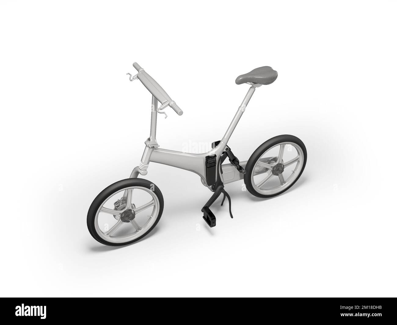 3D illustration of electric bicycle transformer for the city on white ...
