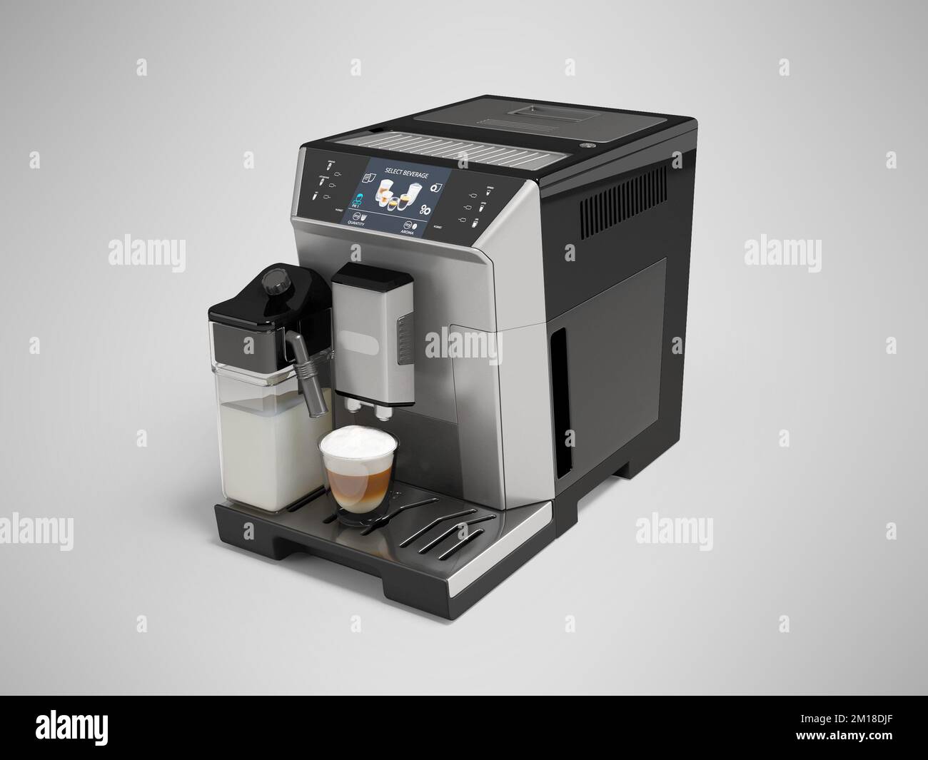 3d illustration of touch screen coffee machine with cappuccino machine ...