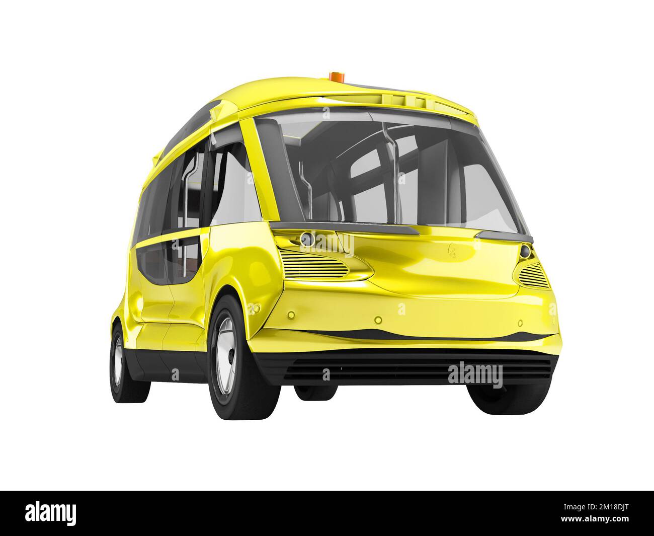 3d illustration yellow without driver electric bus for tourist ...