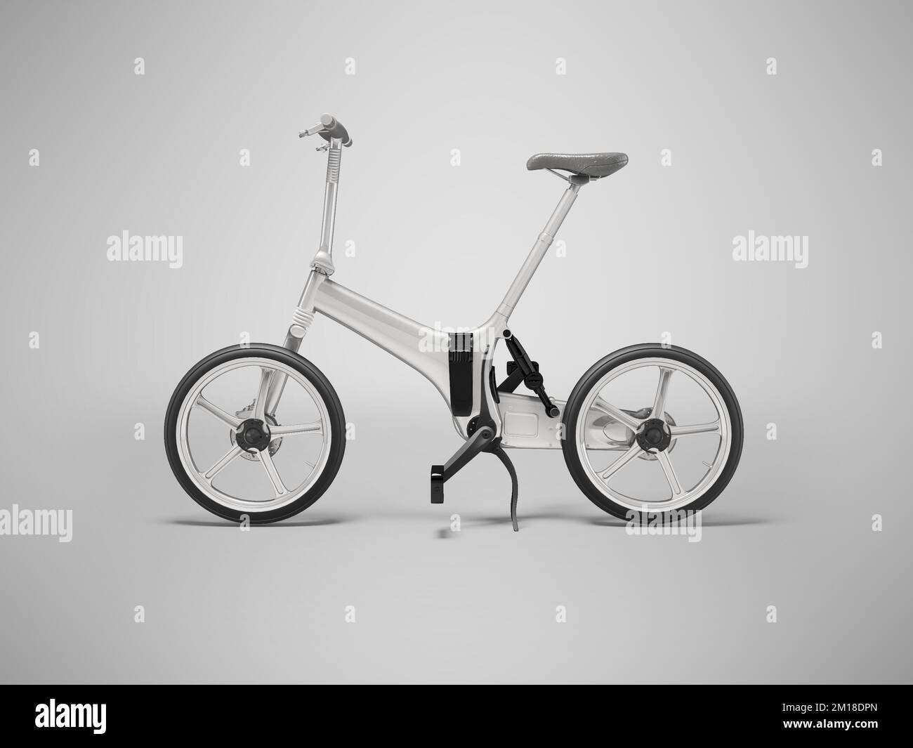 3D illustration of electric bicycle transformer on gray background with ...