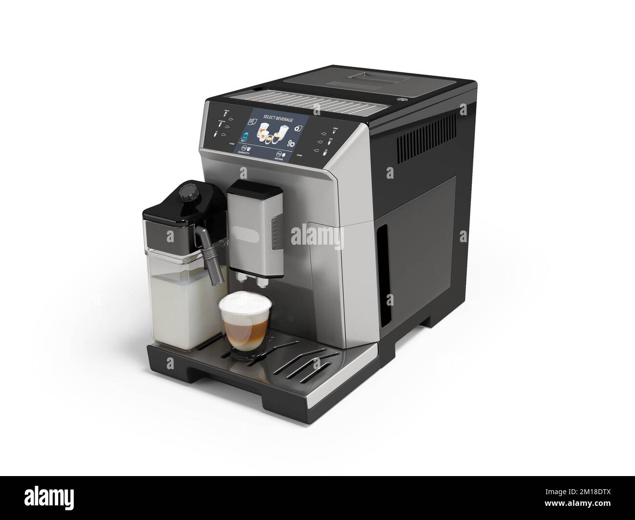 3d illustration of touch screen coffee machine with cappuccino machine ...