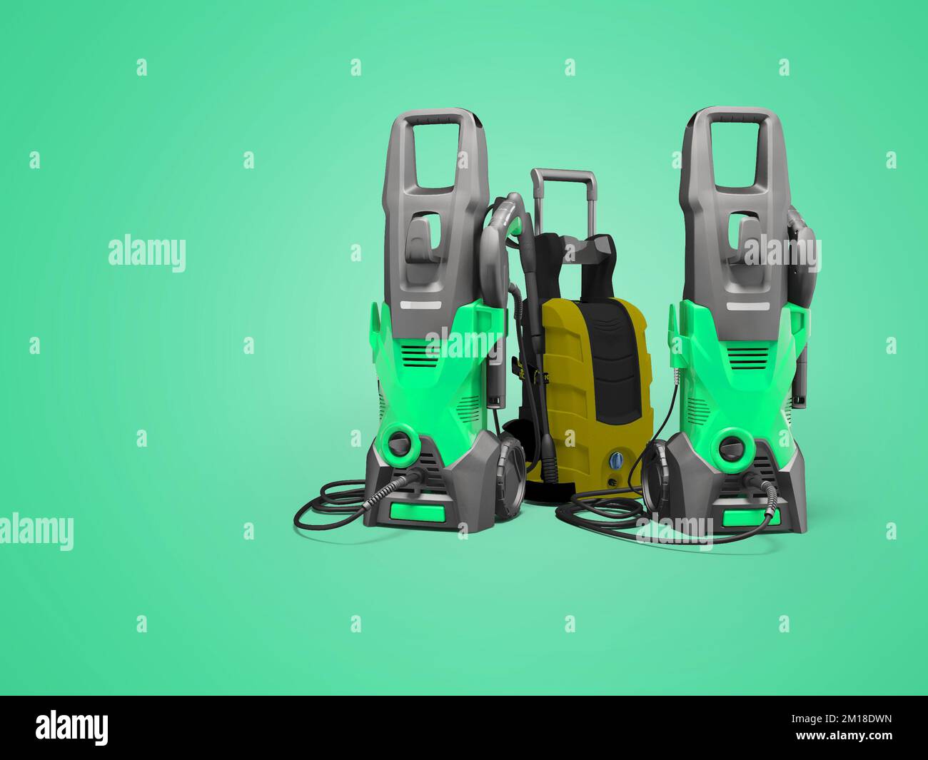 3d illustration professional group electric mini high pressure washer ...