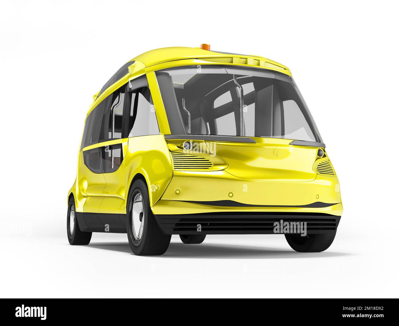 3d illustration yellow without driver electric bus for tourist ...
