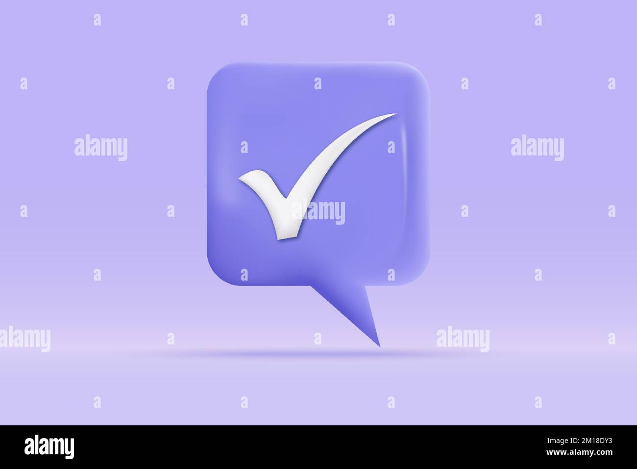 3d check mark success icon Isolated on light blue background. Realistic speech bubble sign tick ...