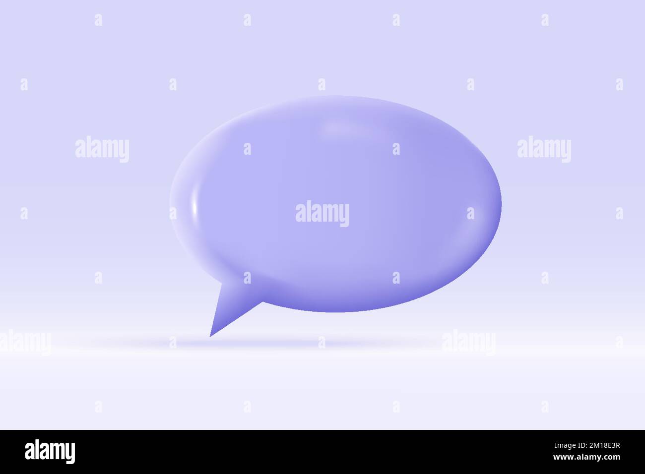 3d speech bubble purple symbol Isolated on light blue background ...