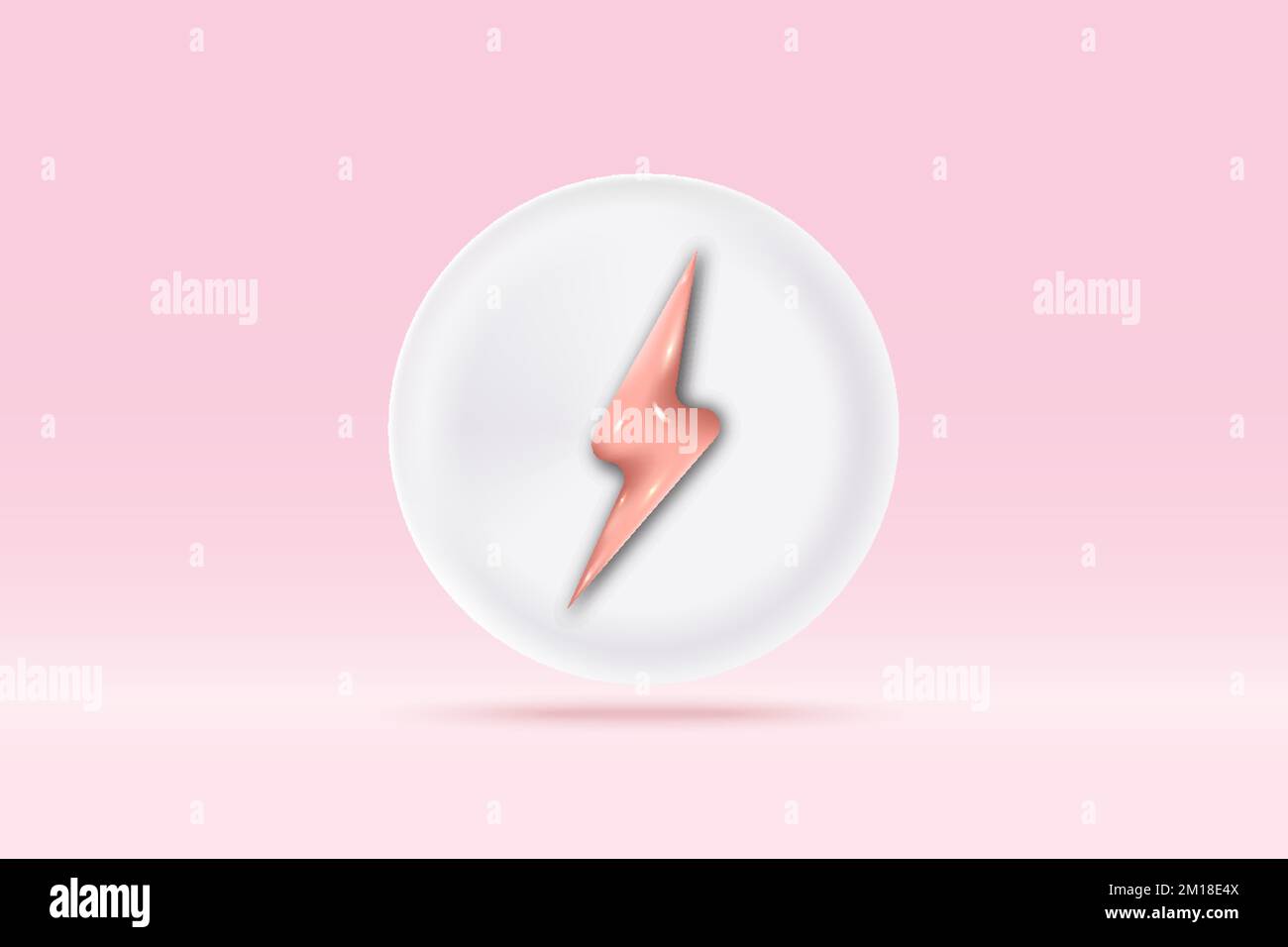 3d thunder bolt flash lightning symbol Isolated on pink background ...