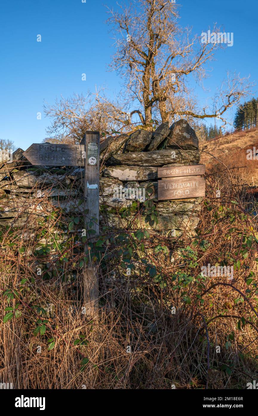 Footpath Signs to Croft Head in the Eastern lakeland, Near Staveley ...