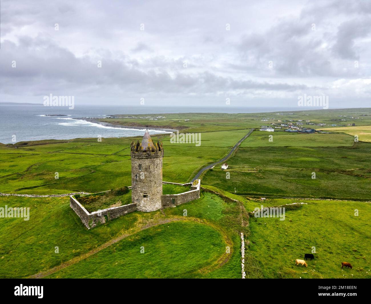 Ireland, County Clare, the 16th-century Doonagore Castle near Doolin ...