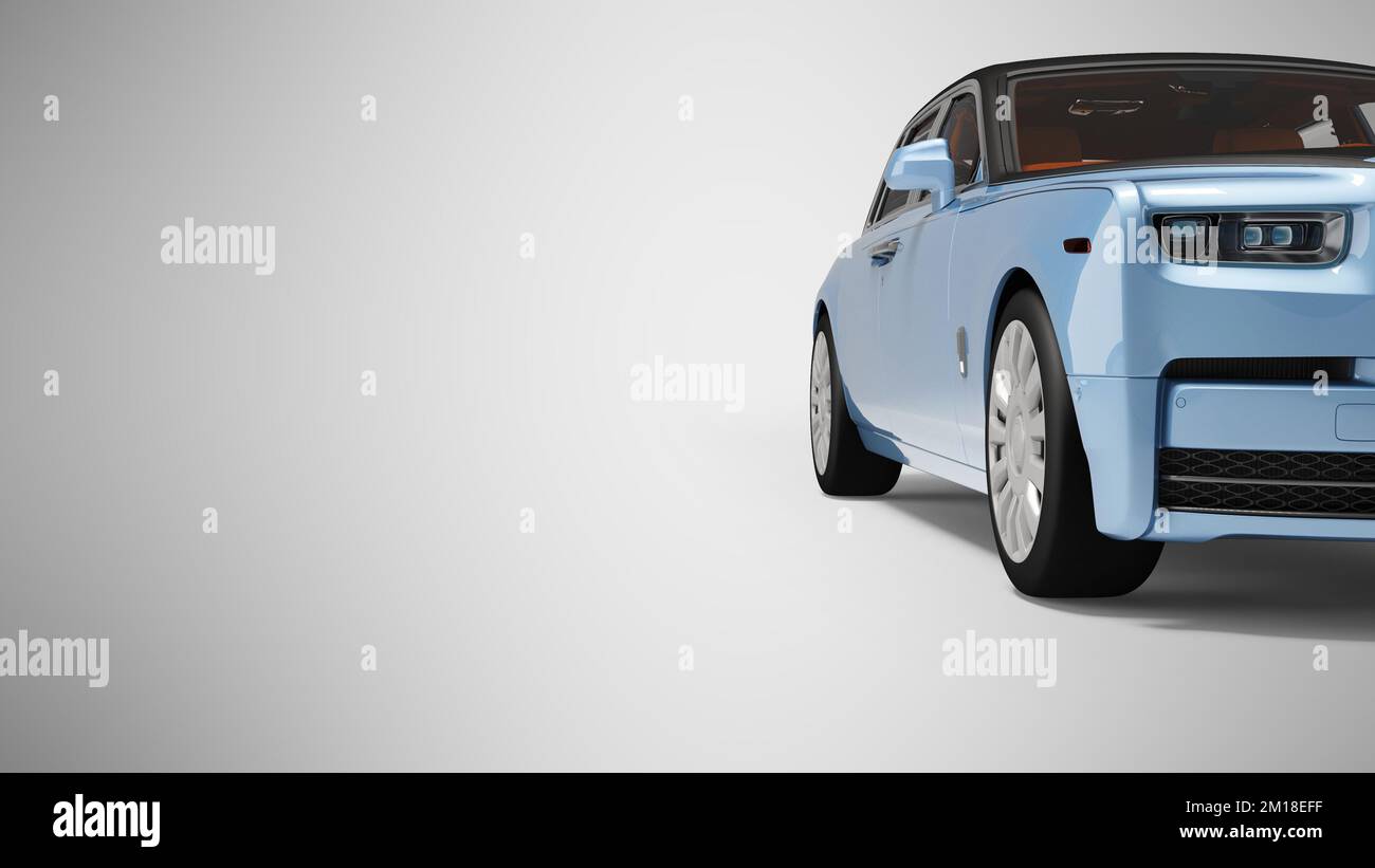 3d illustration classic electric car front view isolated on gray ...