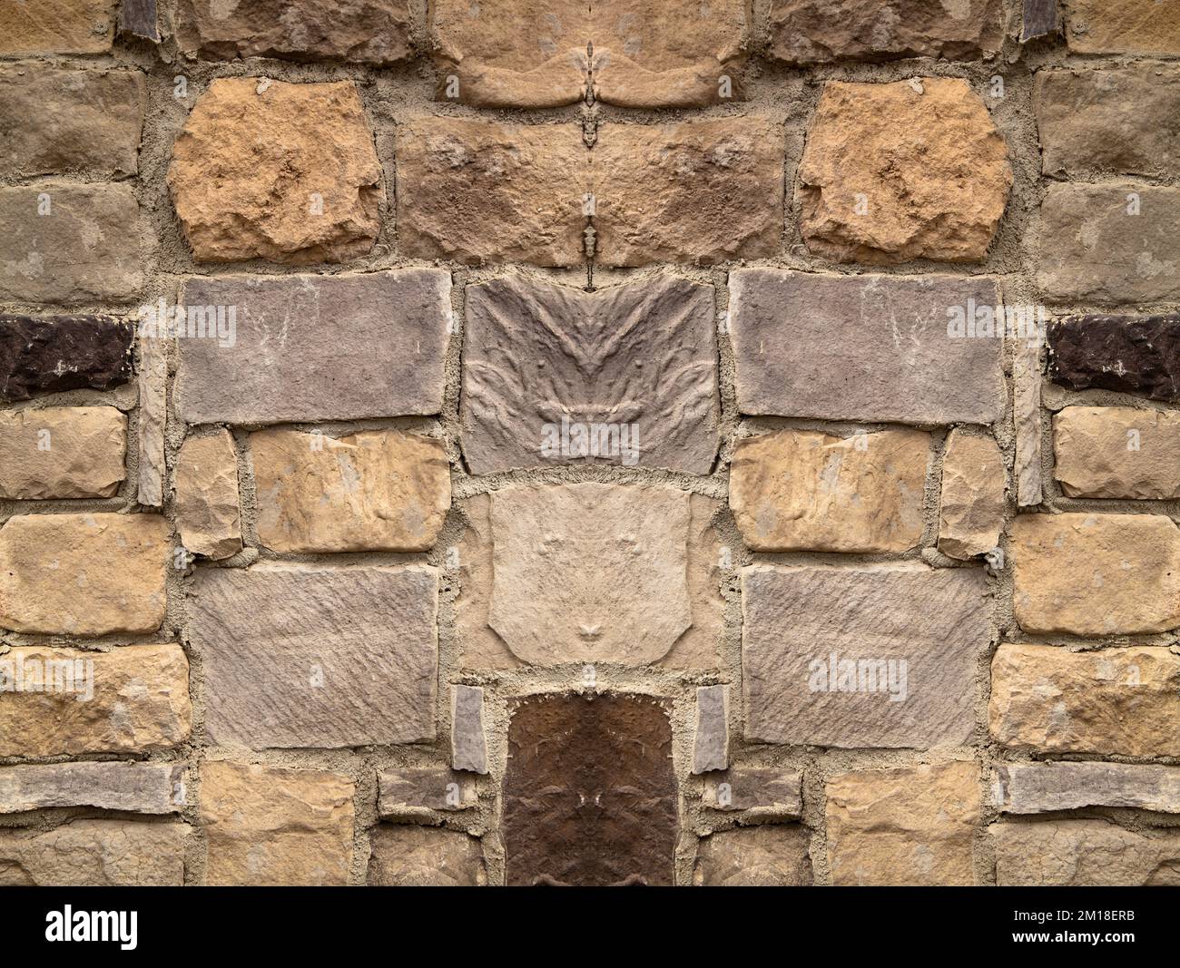 Sturdy yellow and beige cut stone wall, good for backgrounds, seamless ...