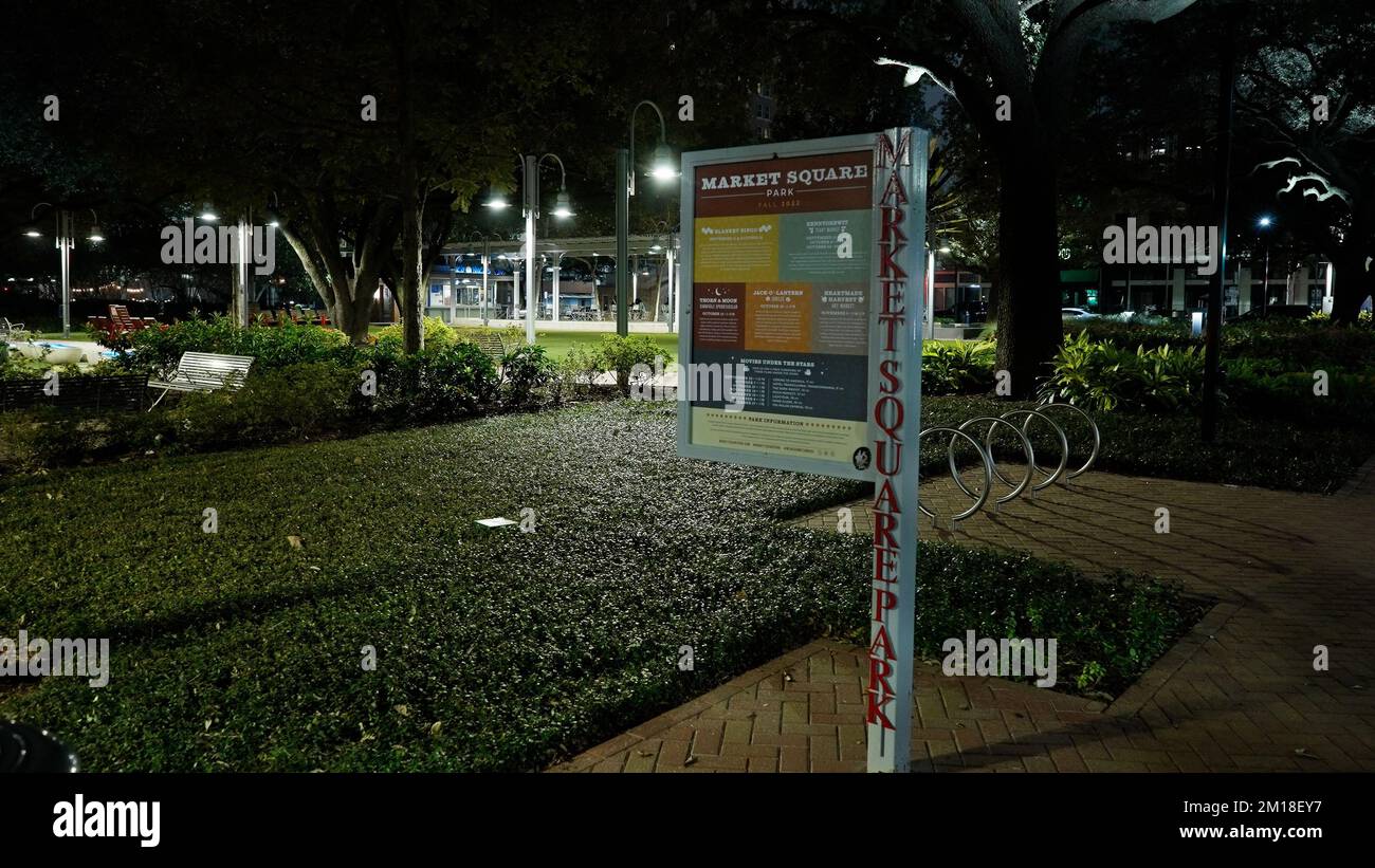 Market Square Park in Houston Downtown at night - HOUSTON, UNITED ...