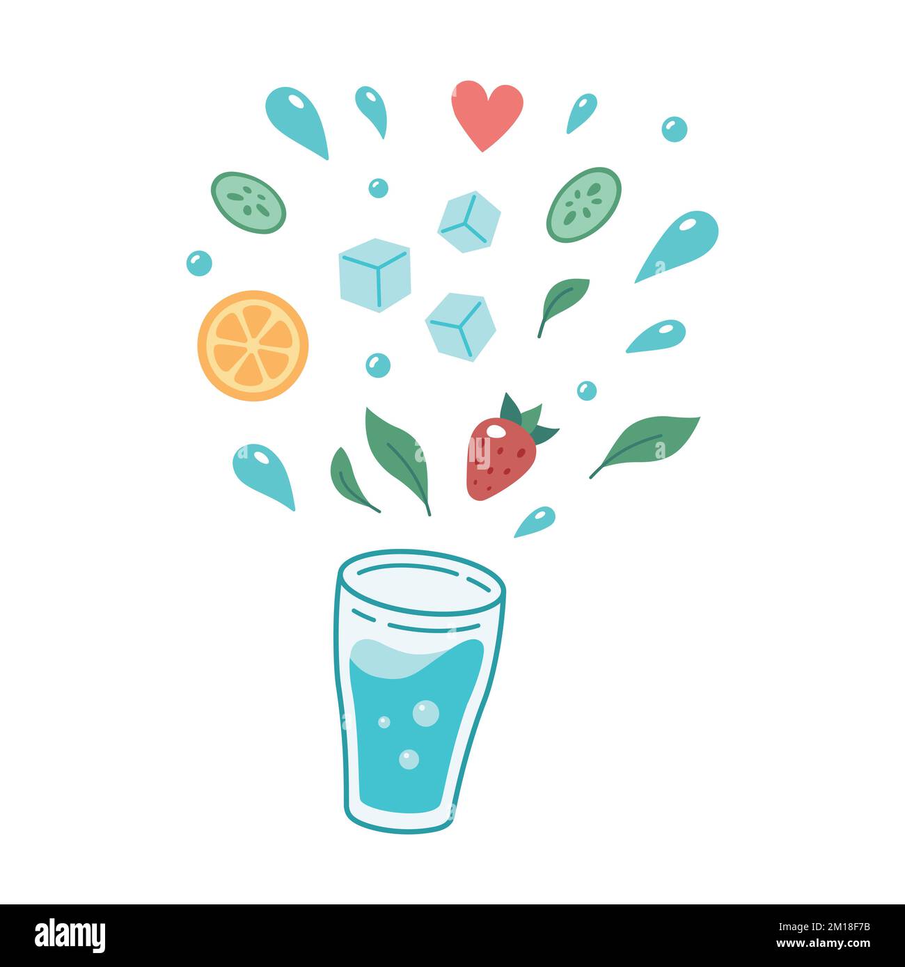 Cocktail ingredients splashing from bar glass. Cocktail making concept ...