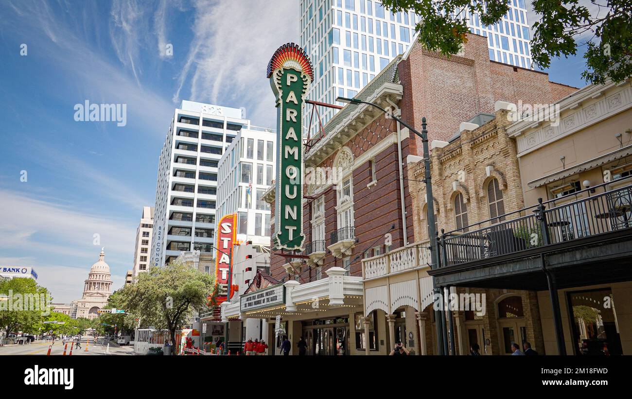Paramount Theater and State Theater in the historic district of Austin ...