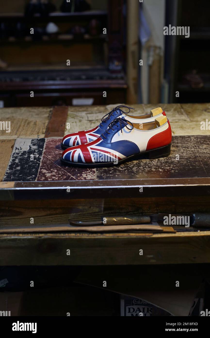 Union jack shoe leather shoes at the John Lobb bespoke shoemaker ...