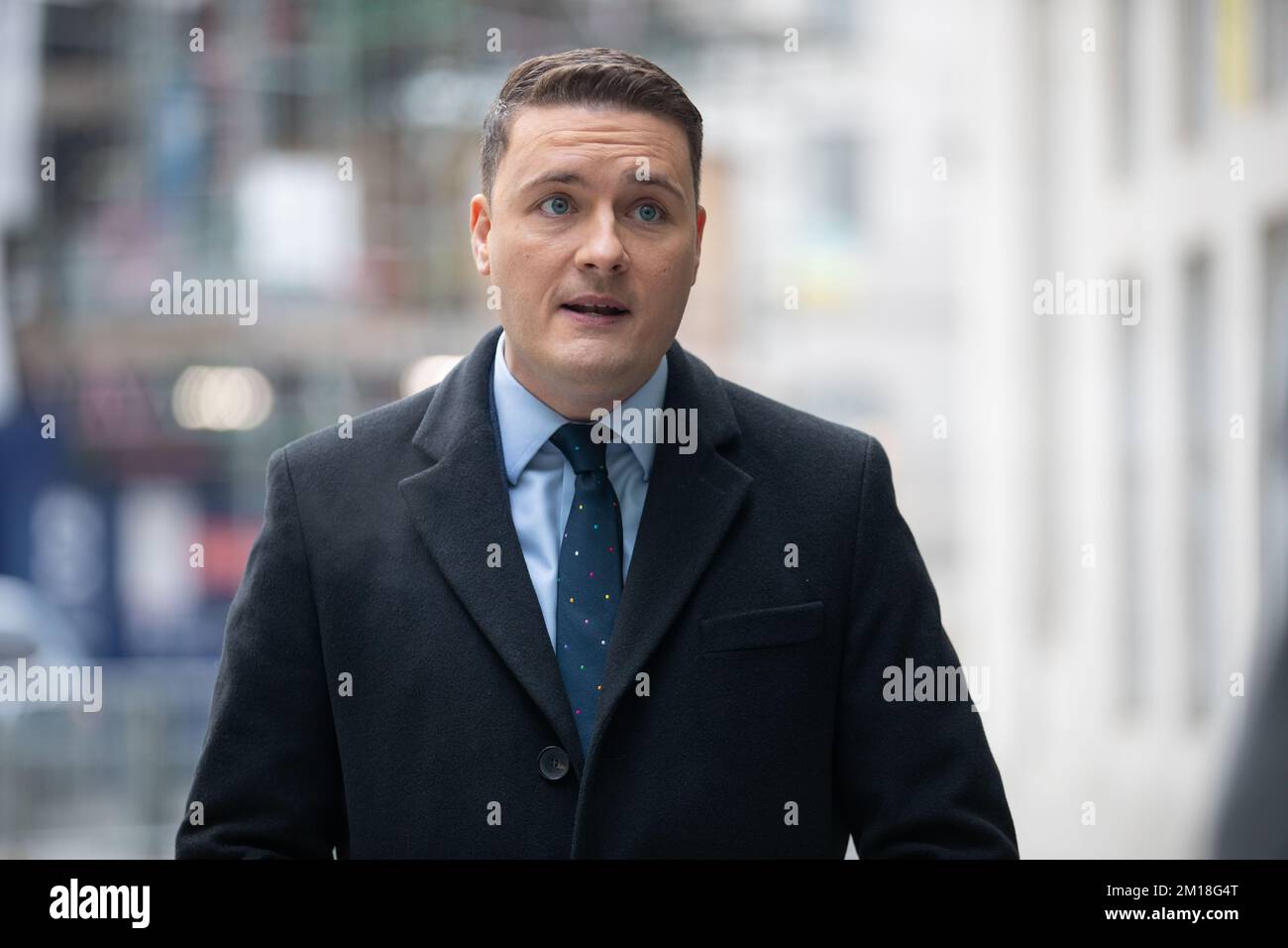 Shadow health secretary Wes Streeting gives an interview outside BBC ...