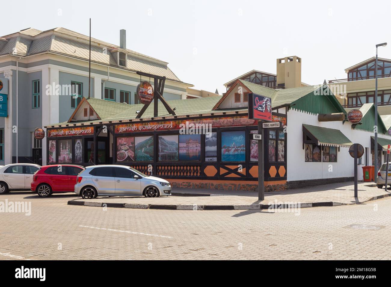 Swakopmund, Namibia - 03 October 2018: Old German colonial building ...