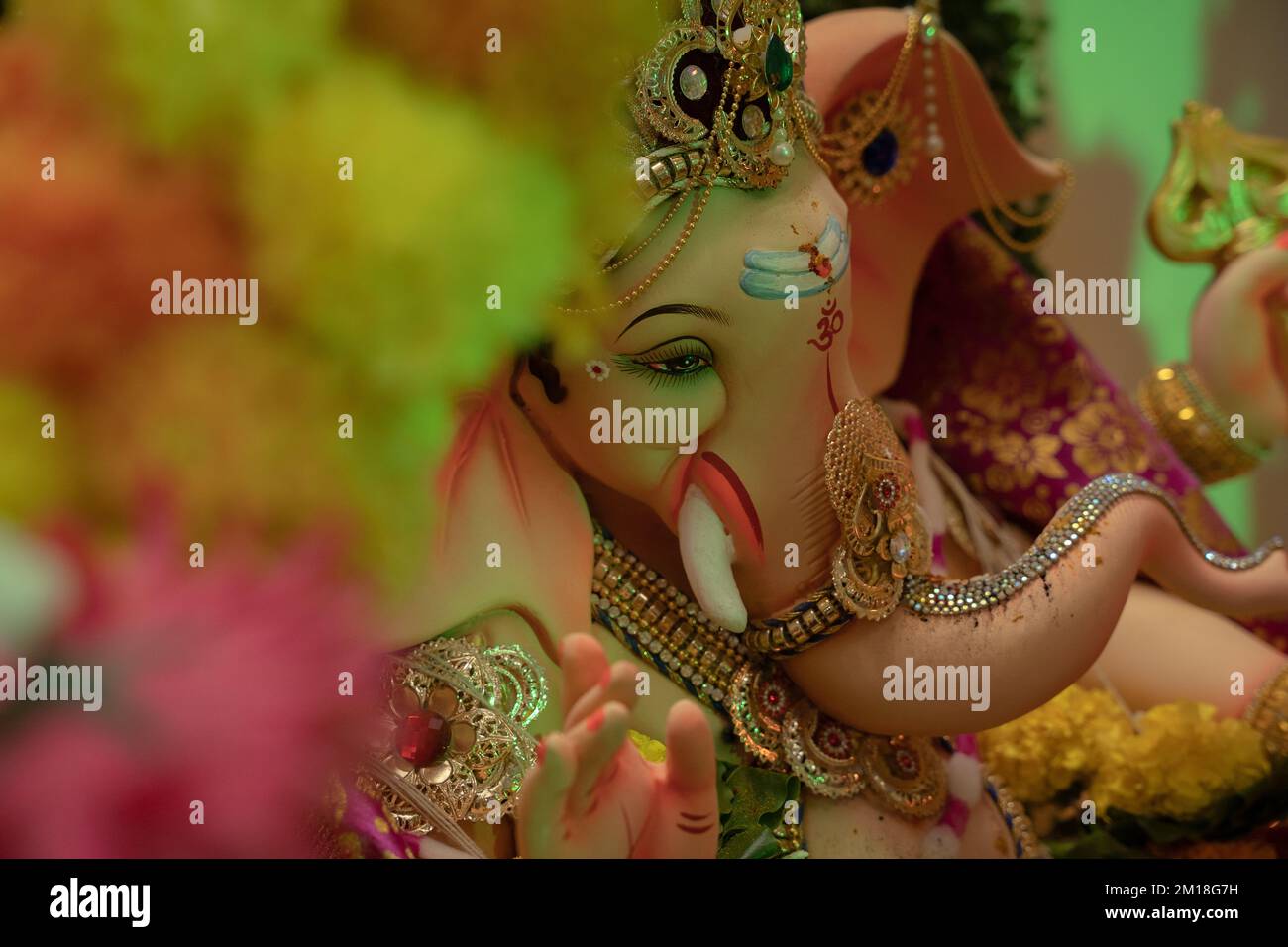 The colorful statue of Ganesha in the temple Stock Photo - Alamy