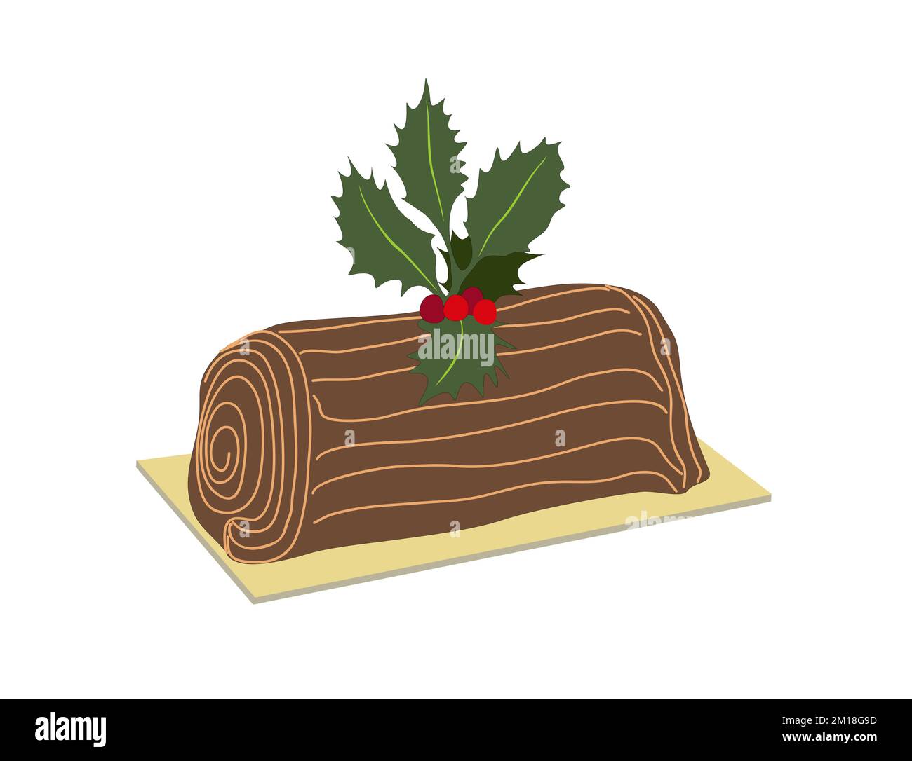 Chocolate roll cake. Christmas traditional spiral dessert Stock Vector ...