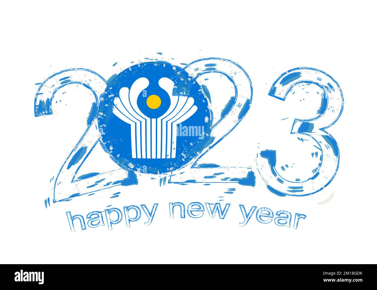 2023 Year in grunge style with flag of CIS. Holiday grunge vector ...