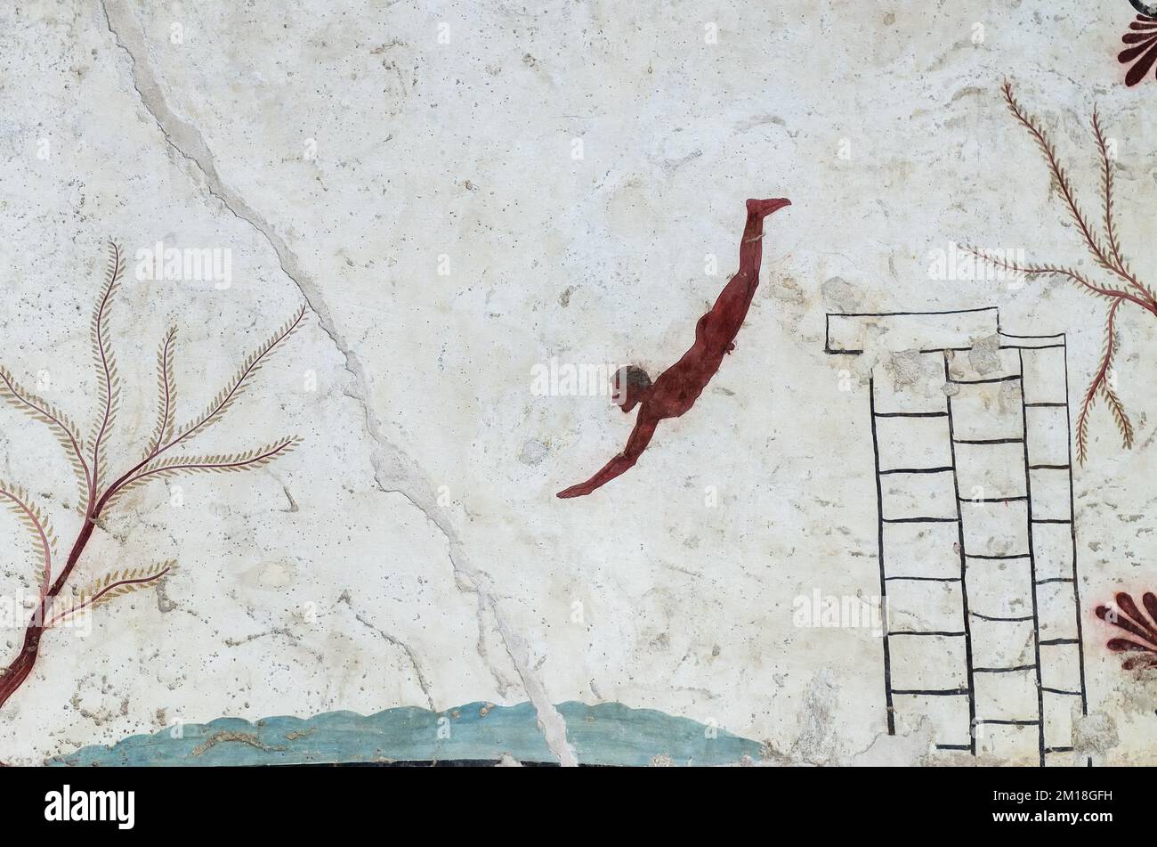 Ancient Greek Fresco: Diver's Tomb, Paestum Stock Photo - Alamy