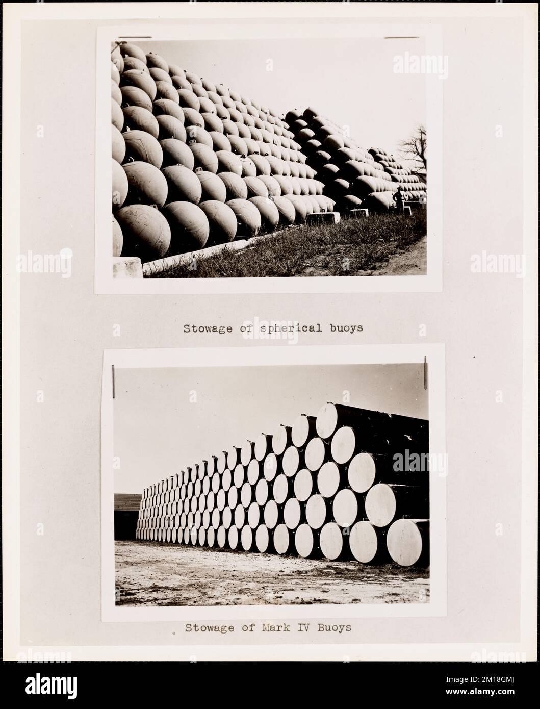 Stowage of spherical buoys and stowage of Mark IV buoys , Buoys ...