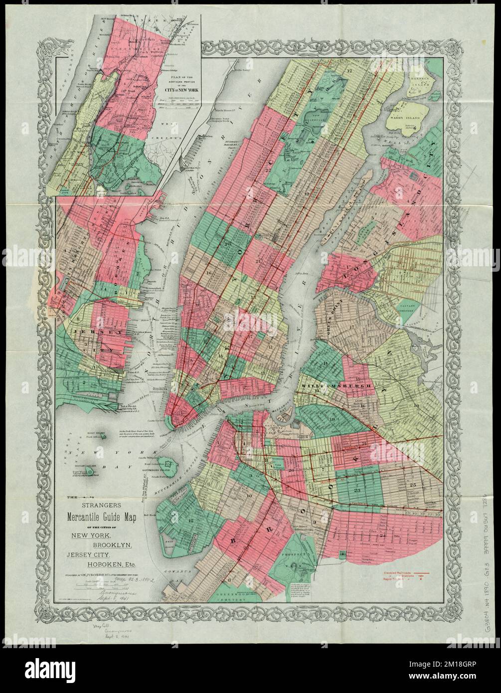 The strangers mercantile guide map of the cities of New York, Brooklyn ...