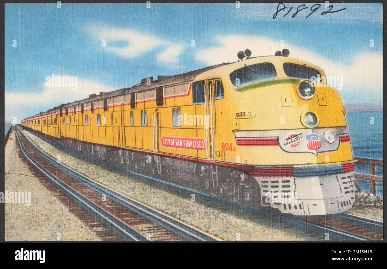 Streamliner 'City of San Francisco' crossing Great Salt Lake , Railroad ...