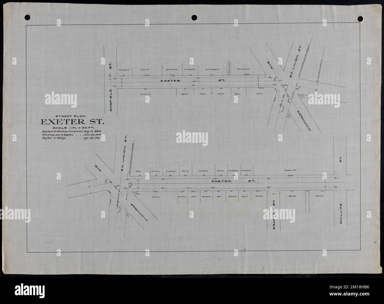 Street plan, Exeter St. , Streets. Lawrence Stock Photo - Alamy