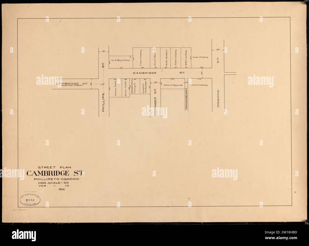 Street plan, Cambridge St., Phillips to Osgood , Streets. Lawrence ...